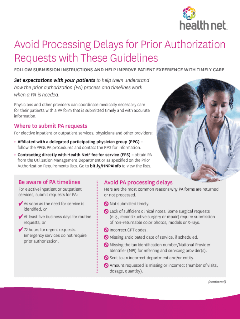 Fillable Online Avoid Processing Delays for Prior Authorization Requests with These Guidelines ...