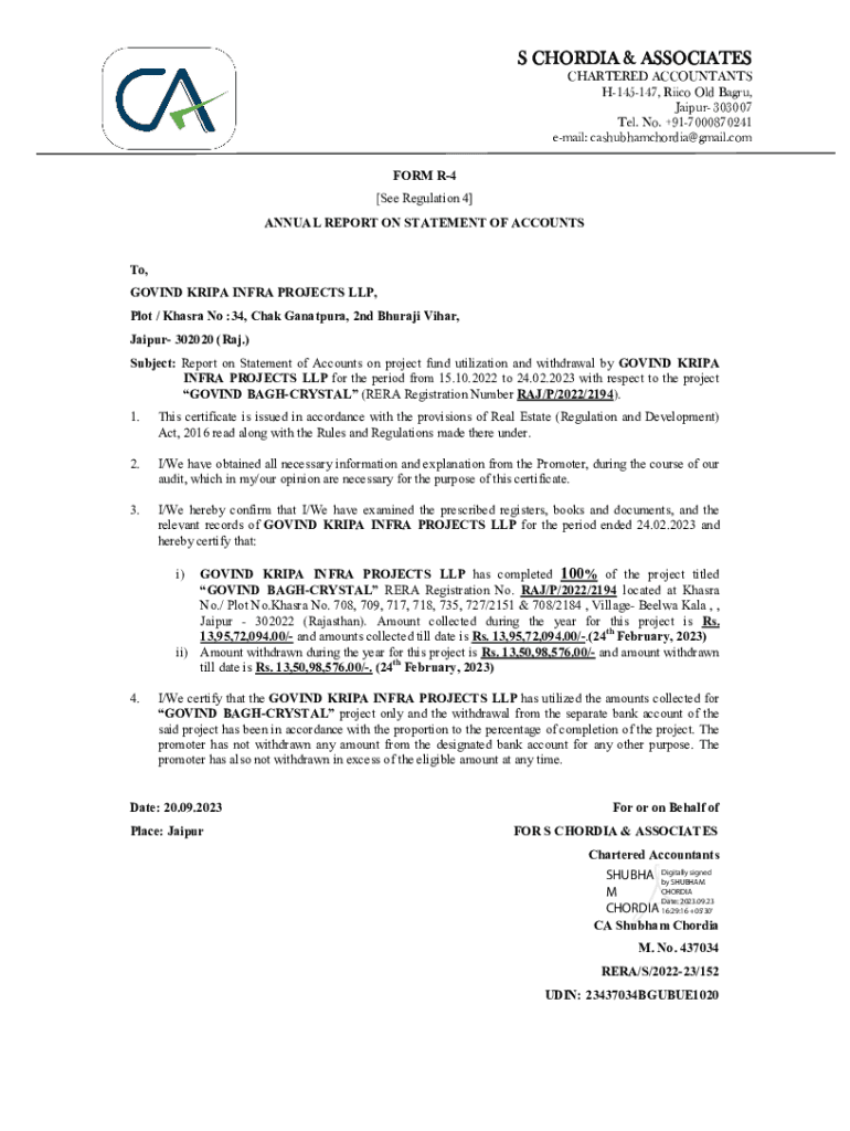 Fillable Online Form R-4 Govind Bagh-Crystal FY 2022-23 Fax Email Print ...