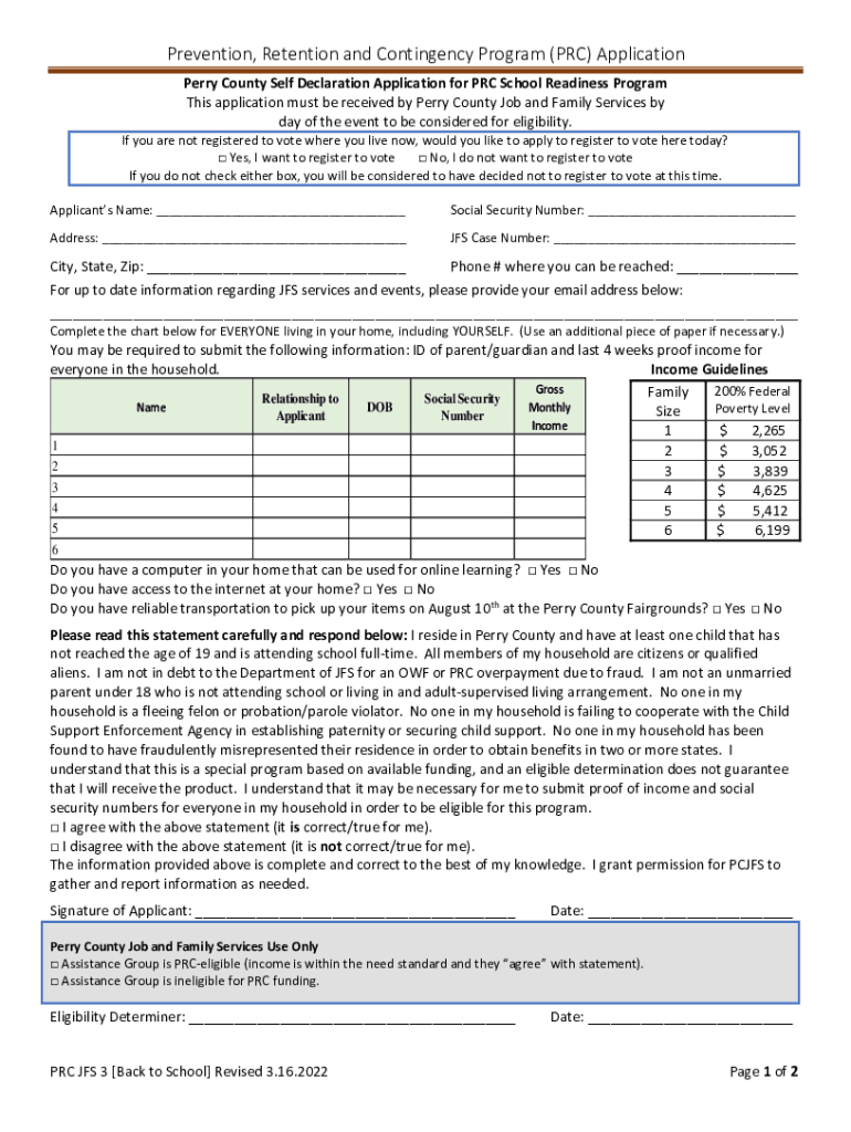Fillable Online Perry County PRC Plan - Ohio Department Of Job And ...