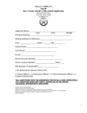 Sheriff Larry L. Leitha, Jr. Kerr County Sheriff's Office Initial ...