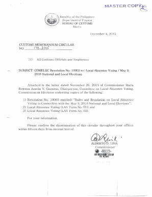 Fillable Online CUSTOMS MEMORANDUM CIRCULAR Fax Email Print - pdfFiller