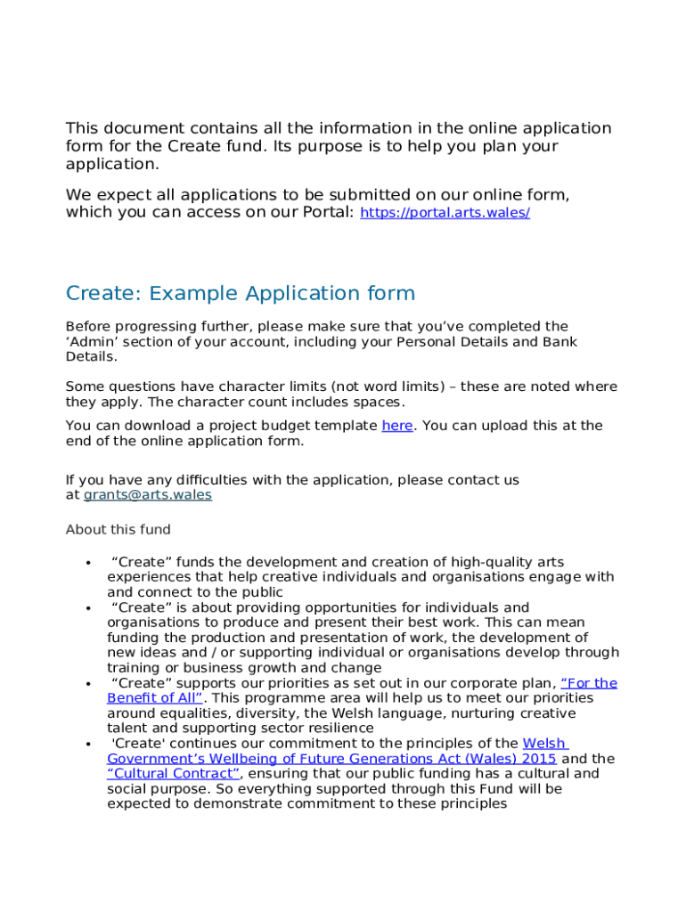 Create: Example Online Application - Organisations Doc Template | pdfFiller