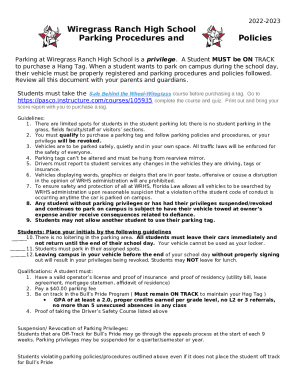 Wiregrass Ranch High School Parking Procedures and ... Doc Template ...
