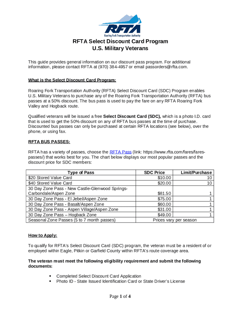 RFTA Select Discount Card Program US Military Veterans Doc Template ...