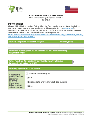 Human Trafficking Research Initiative Application ... Doc Template | pdfFiller