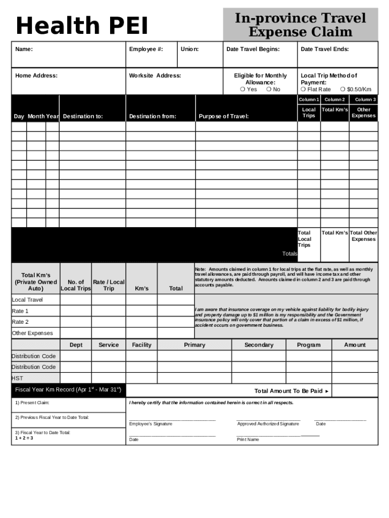 out of province travel authorization & expense claim Doc Template ...