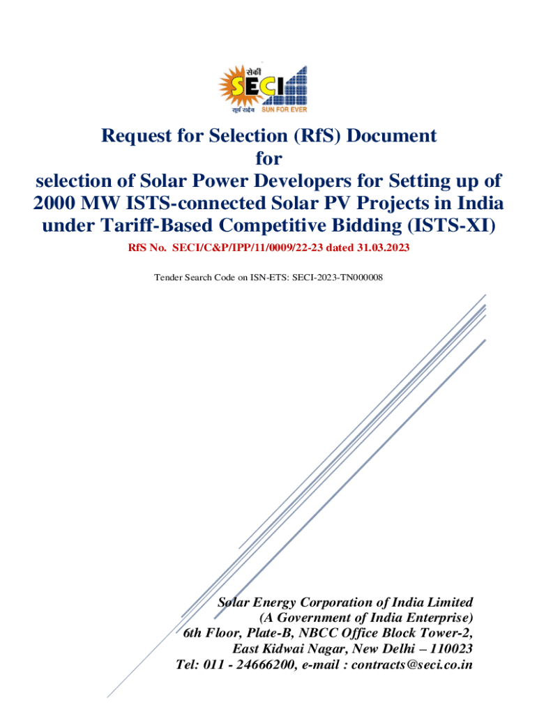 Fillable Online RfS Document For Selection of Solar Power Developers ...