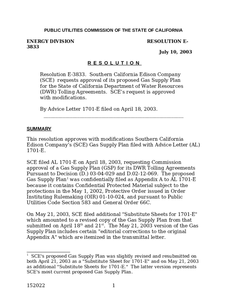 Gas Supply Plans Filed -- CA.gov - docs cpuc ca Doc Template | pdfFiller