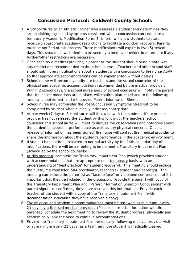 Parent Ination Sheet Concussion Doc Template | pdfFiller