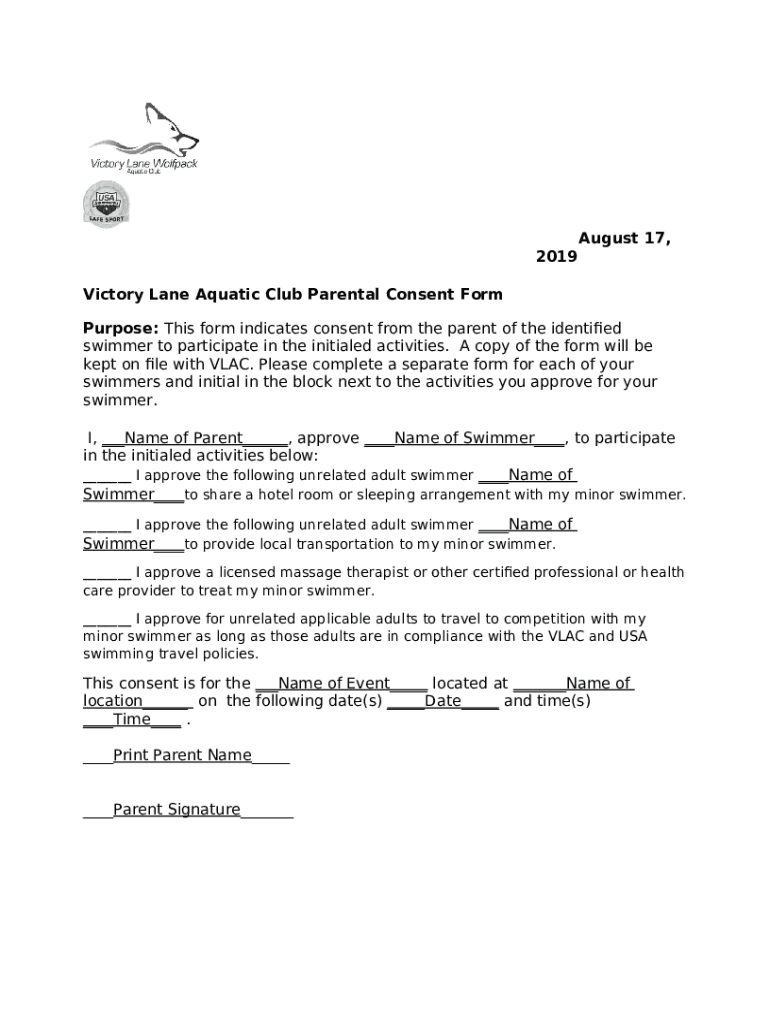 VLAC Parental Consent Doc Template | pdfFiller