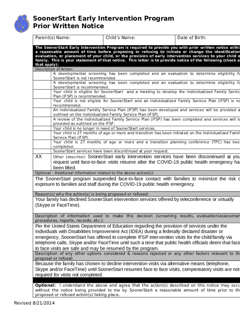 Parent Rights for SoonerStart Services: Notice of Procedural ... - sde ...