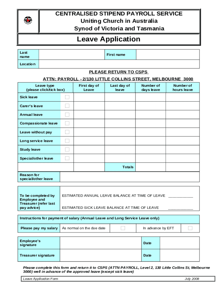 CSPS Leave application Doc Template | pdfFiller