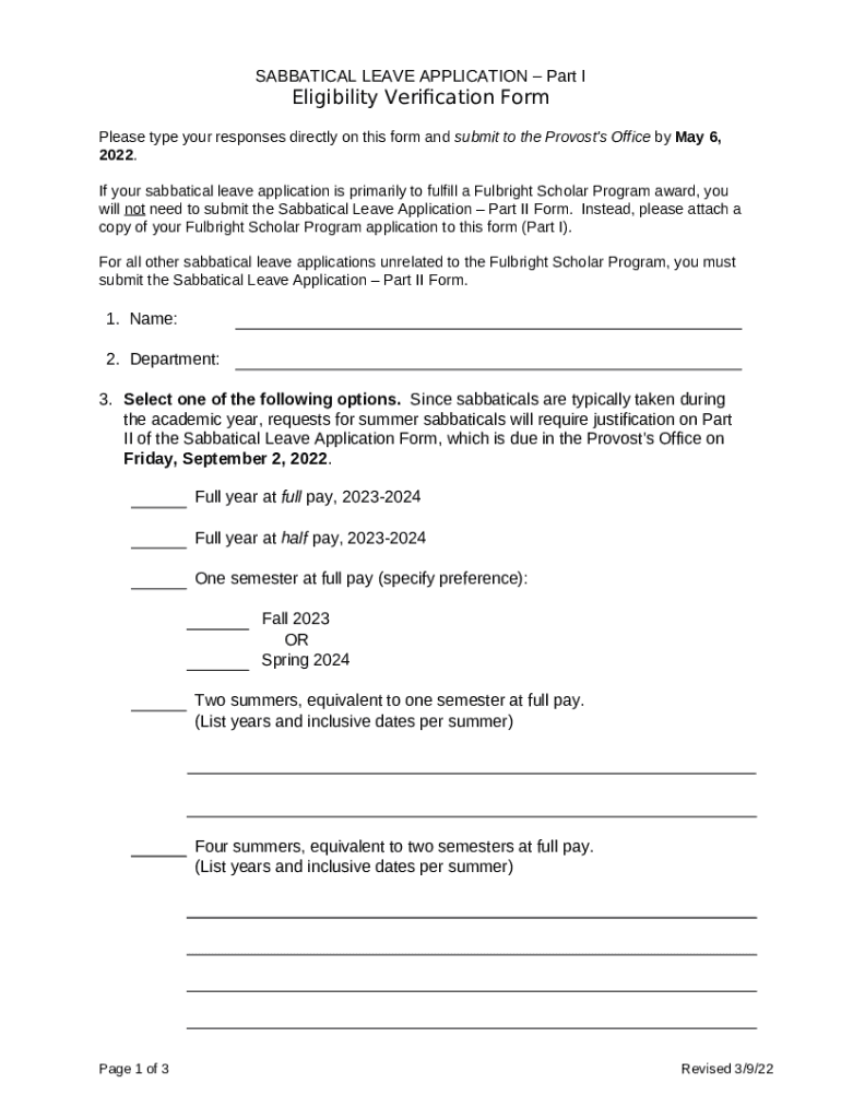 Sabbatical Leave Application Review Useful ination ... Doc Template | pdfFiller