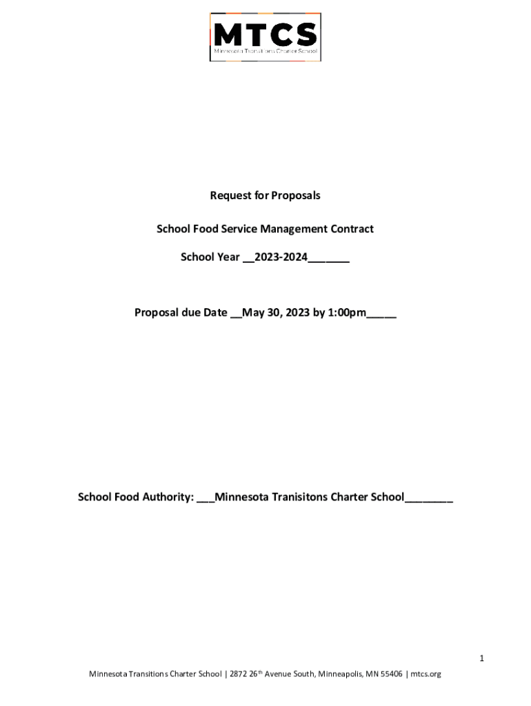 Fillable Online Request For Proposals RFP Template Food Service Fillable Online Request For Proposals RFP Template Food Service
