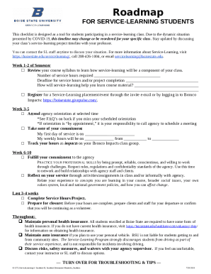 Roadmap FOR SERVICE-LEARNING STUDENTS ... Doc Template | pdfFiller