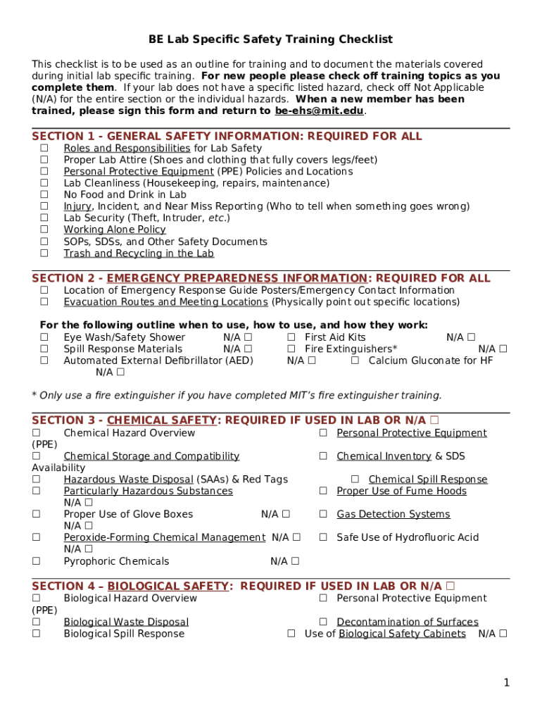 Training Requirements - Environmental Health and Safety - be-ehs mit Doc Template | pdfFiller