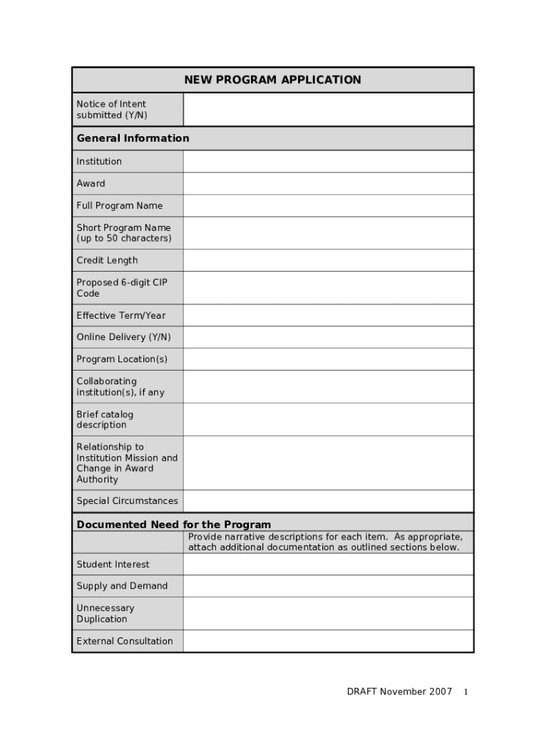 New Undergraduate Program Application Doc Template | pdfFiller