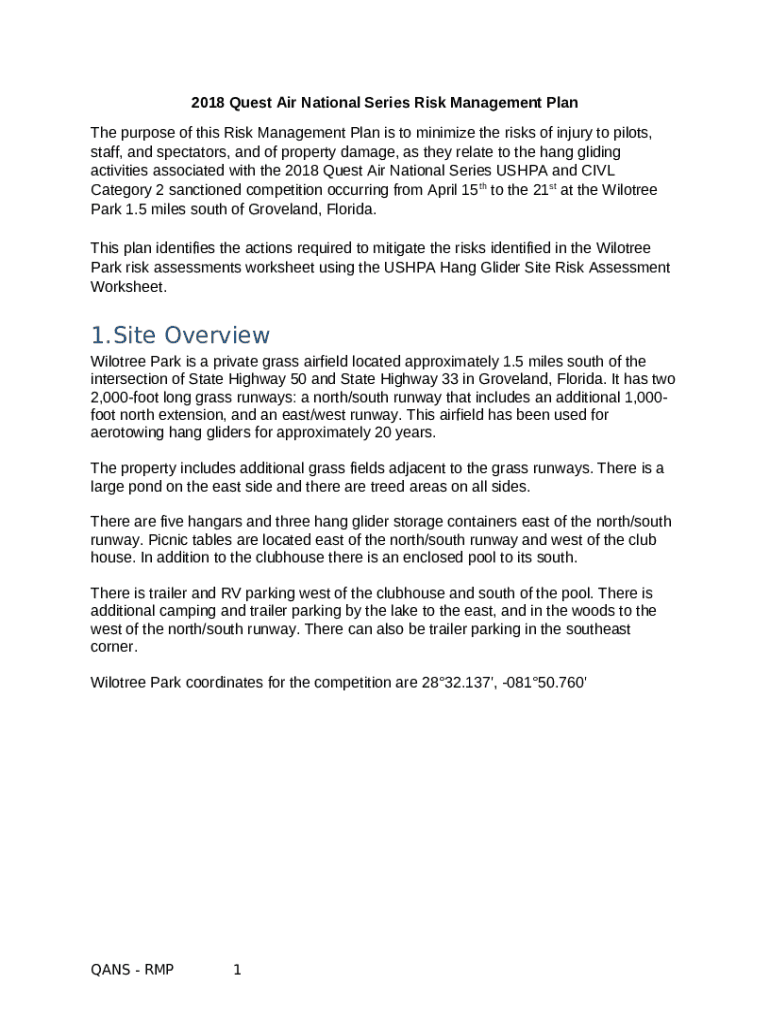 5-Year Risk Management Safety and Loss Prevention Plan ... Doc Template | pdfFiller