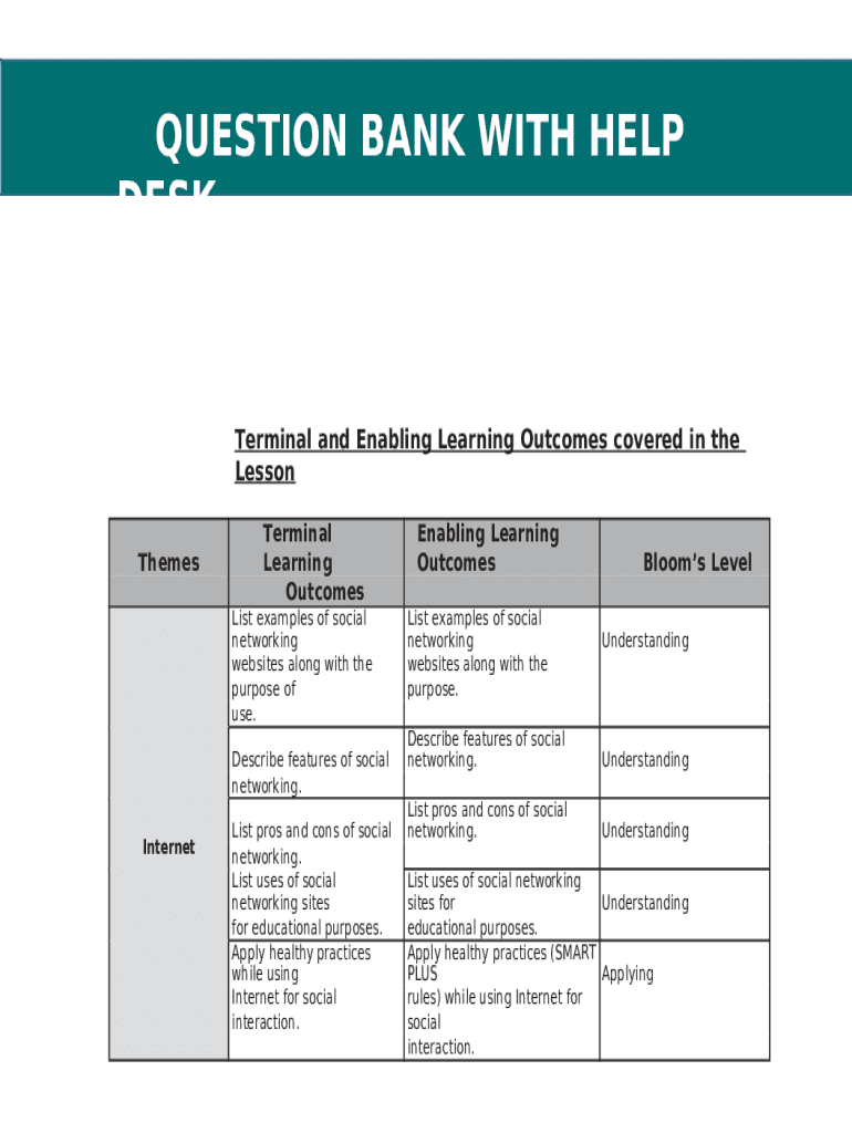 Bloom's Action Verbs - Learning Outcomes Guide Doc Template | pdfFiller