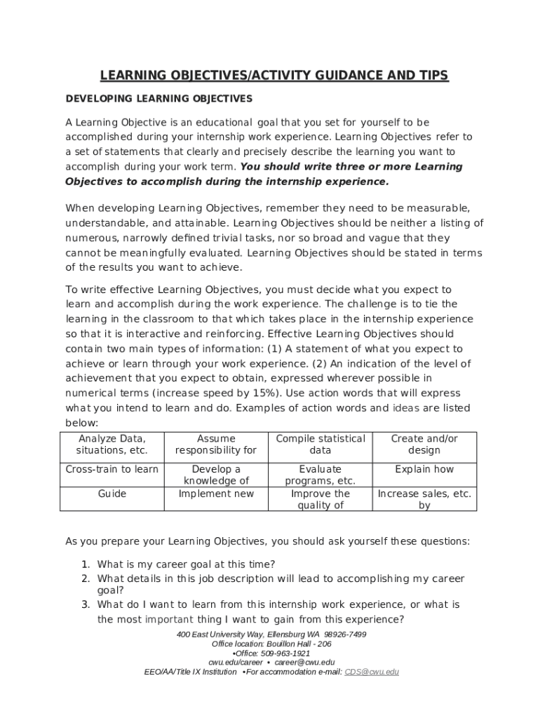 8 internship goals which will help you achieve your career ... Doc ...