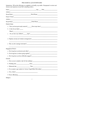 Fillable Online Ways to Conduct Pre-Marital Counseling - Pastoral Care ...