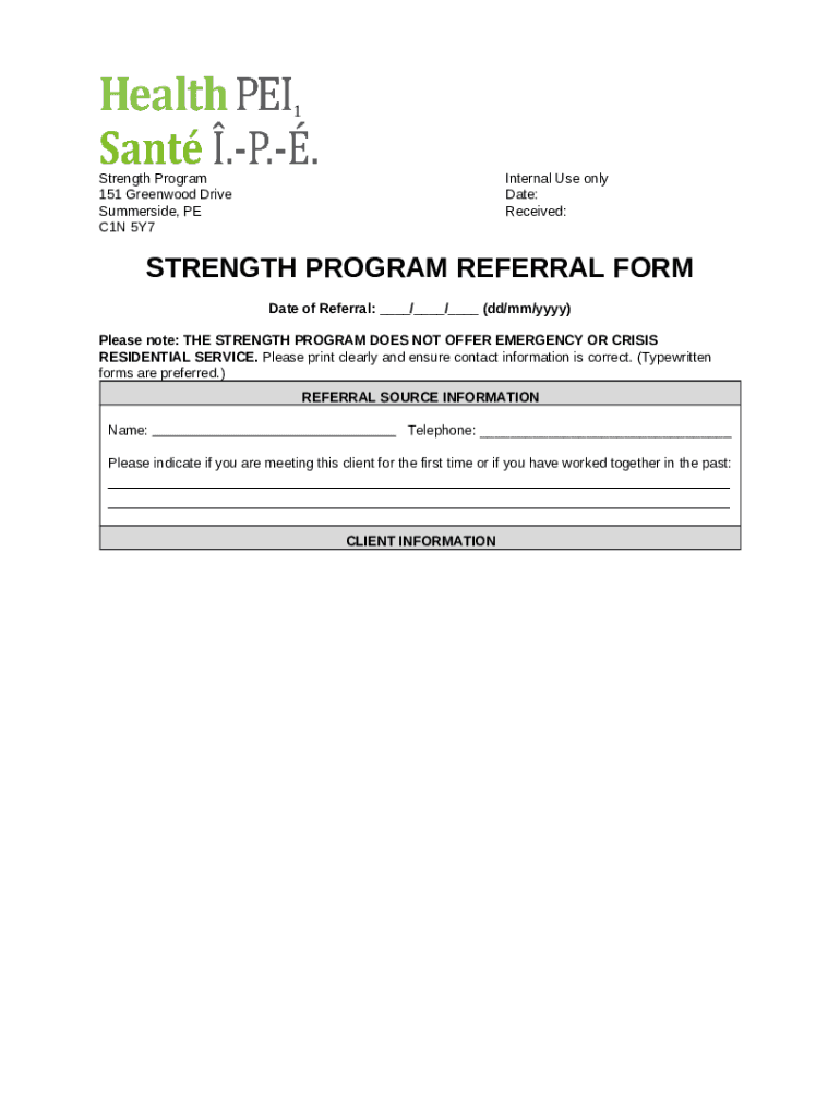Strength Program Referral Doc Template | pdfFiller