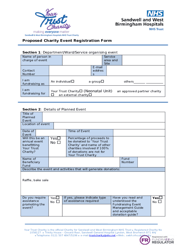 Proposed Charity Event Registration Doc Template | pdfFiller