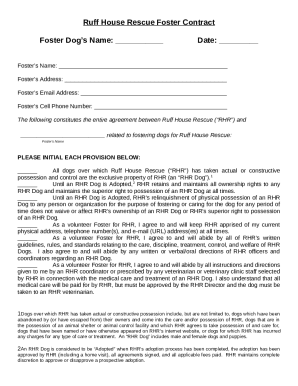 Ruff House Rescue Foster Contract Foster Dog's Name Doc Template ...