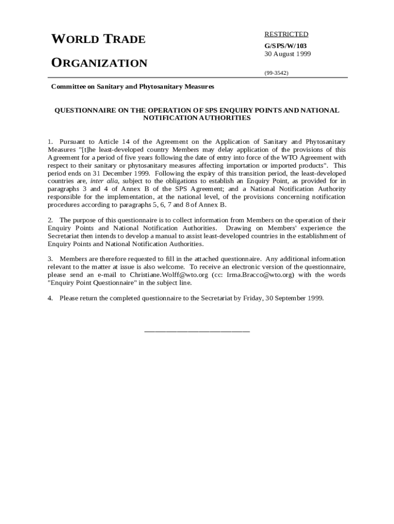 Australia's SPS contact point - DAFF Doc Template | pdfFiller