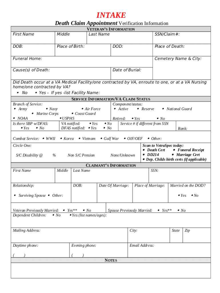 Death Claim Verification Ination Doc Template | pdfFiller