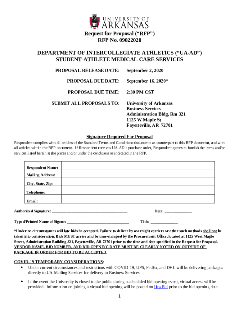 Request for Proposal (RFP) RFP No. 09022020 ... - Hogbid Doc Template | pdfFiller