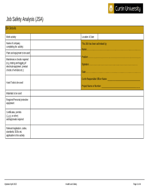 Writing a Job Safety Analysis (JSA): Sample & Templates Doc Template ...