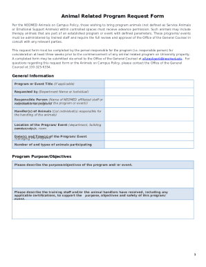 Animal Related Program Request Doc Template | pdfFiller