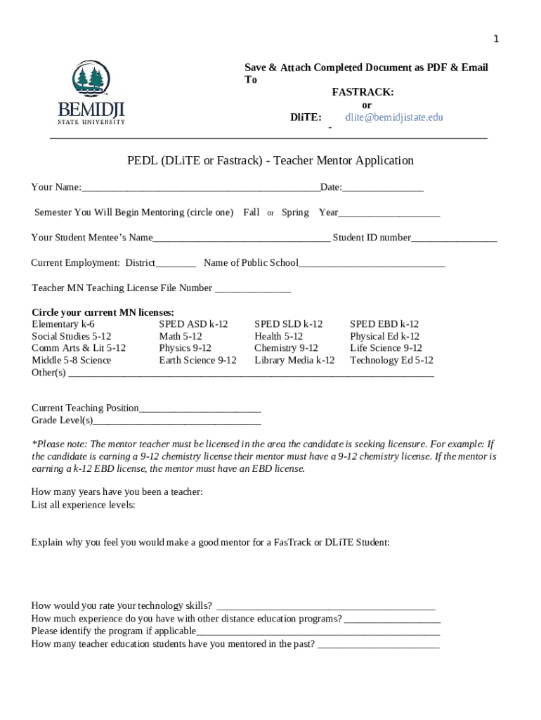 Mentor Teacher Program Participation Doc Template | pdfFiller