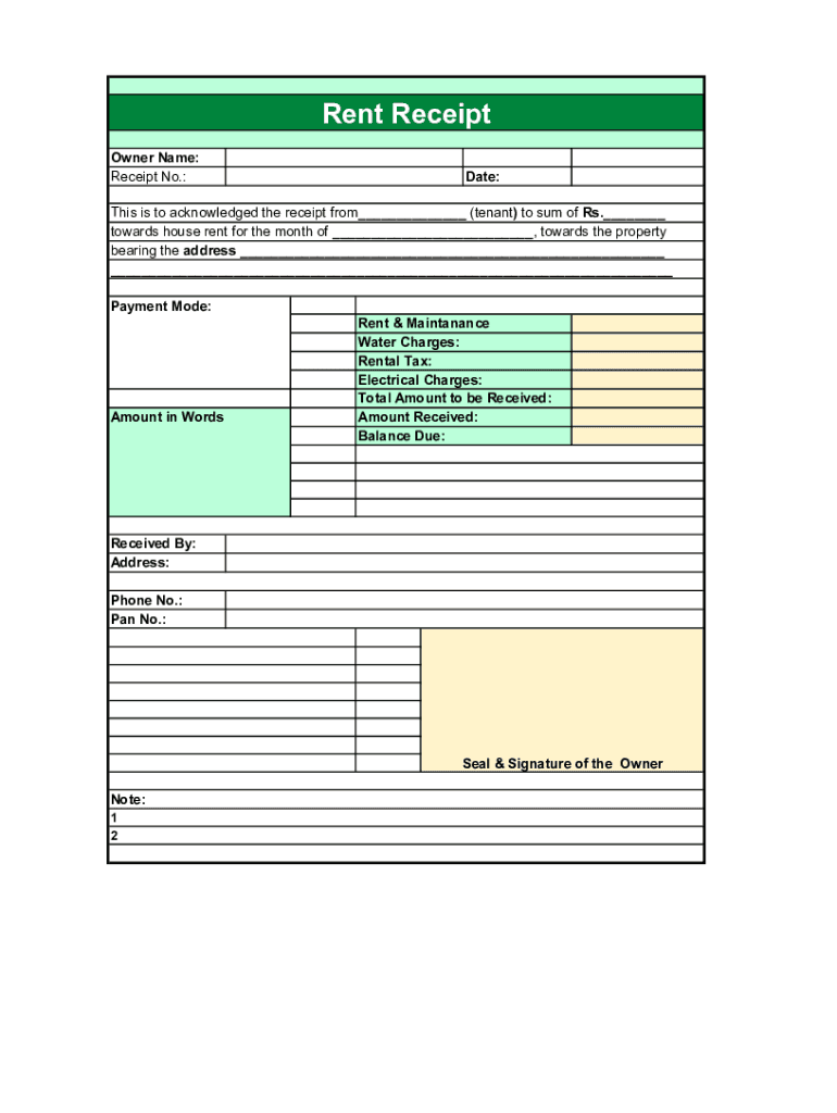 Fillable Online Rental Receipt Template Fax Email Print - pdfFiller