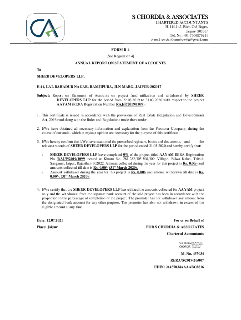 Fillable Online FORM R-4 AAYAM 19-20 Fax Email Print - pdfFiller