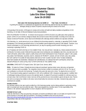 LC Meet Schedule - Lake Erie Silver Dolphins Doc Template | pdfFiller