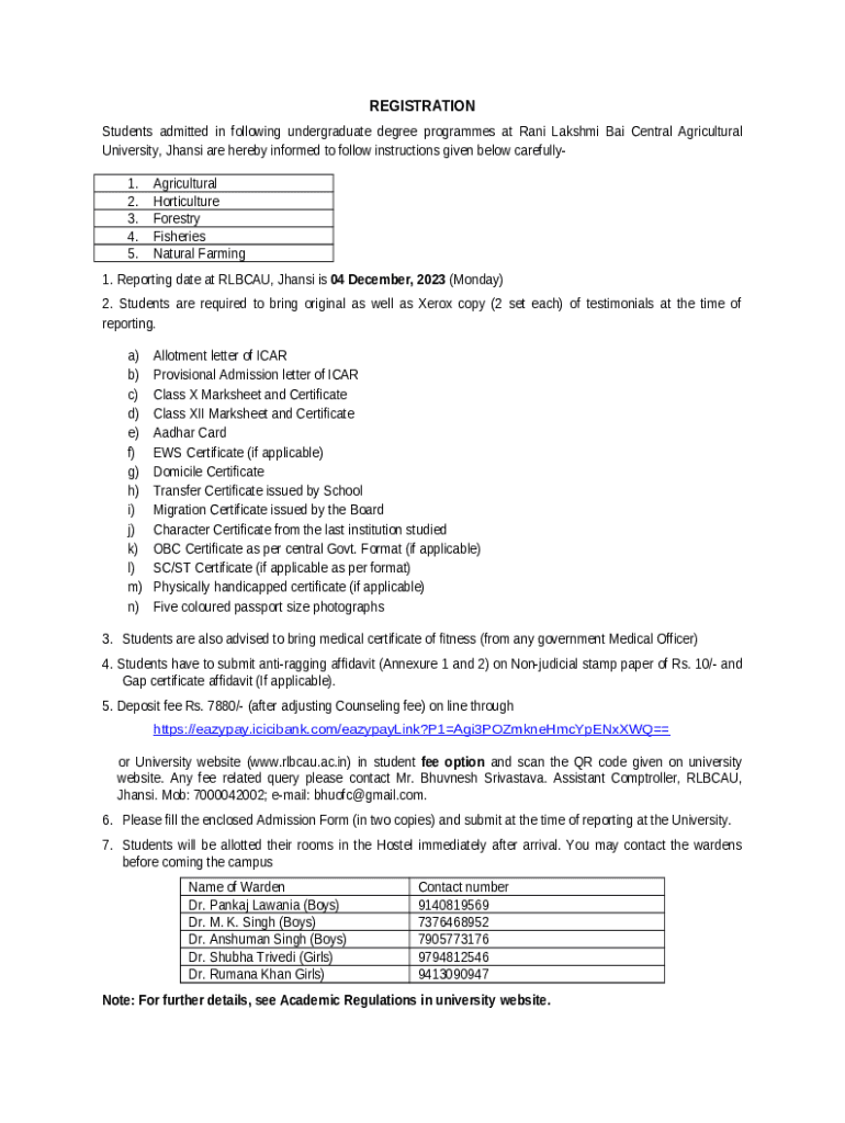 The Rani Lakshmi Bai Central Agricultural University Act, ... Doc Template | pdfFiller