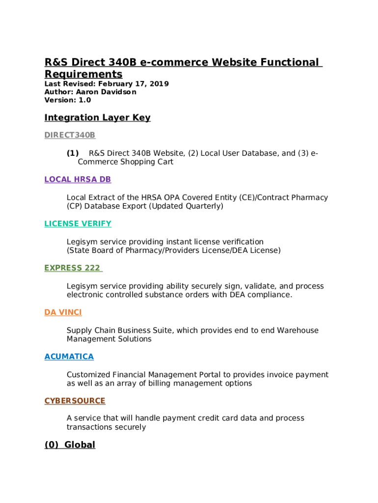 R&S Direct 340B e-commerce Website Functional Requirements Doc Template ...