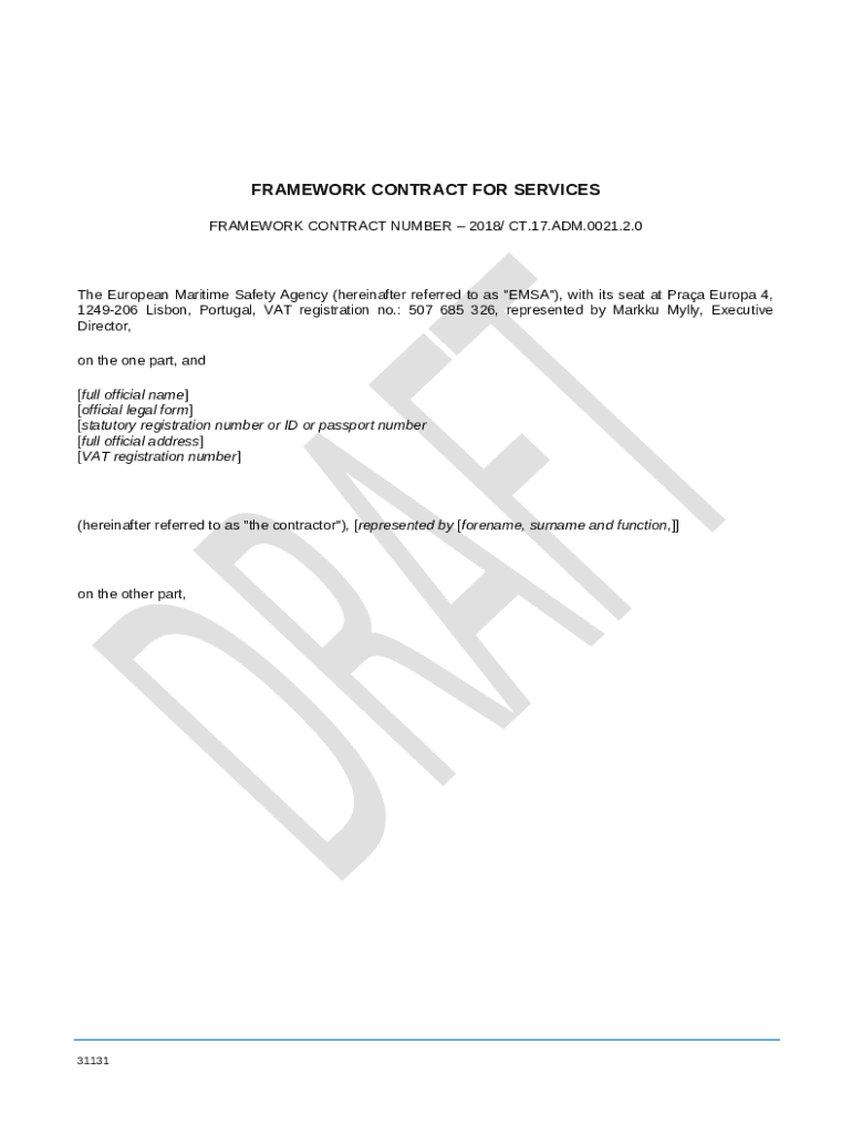 Annex 1 - Draft framework service contract - emcdda.europa.eu Doc Template | pdfFiller