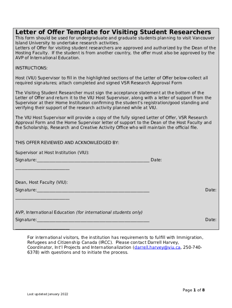 Visiting Student Research (VSR) ProgramEducation Abroad Doc Template ...