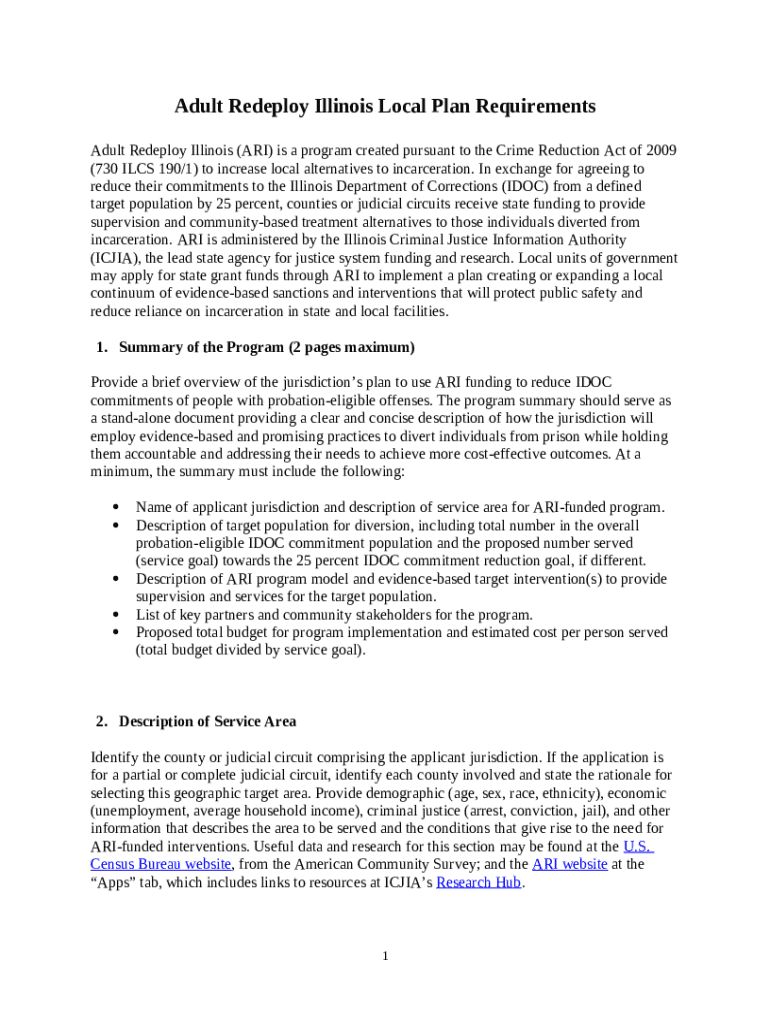 Adult Redeploy Illinois: Notice of Funding Opportunity Doc Template | pdfFiller