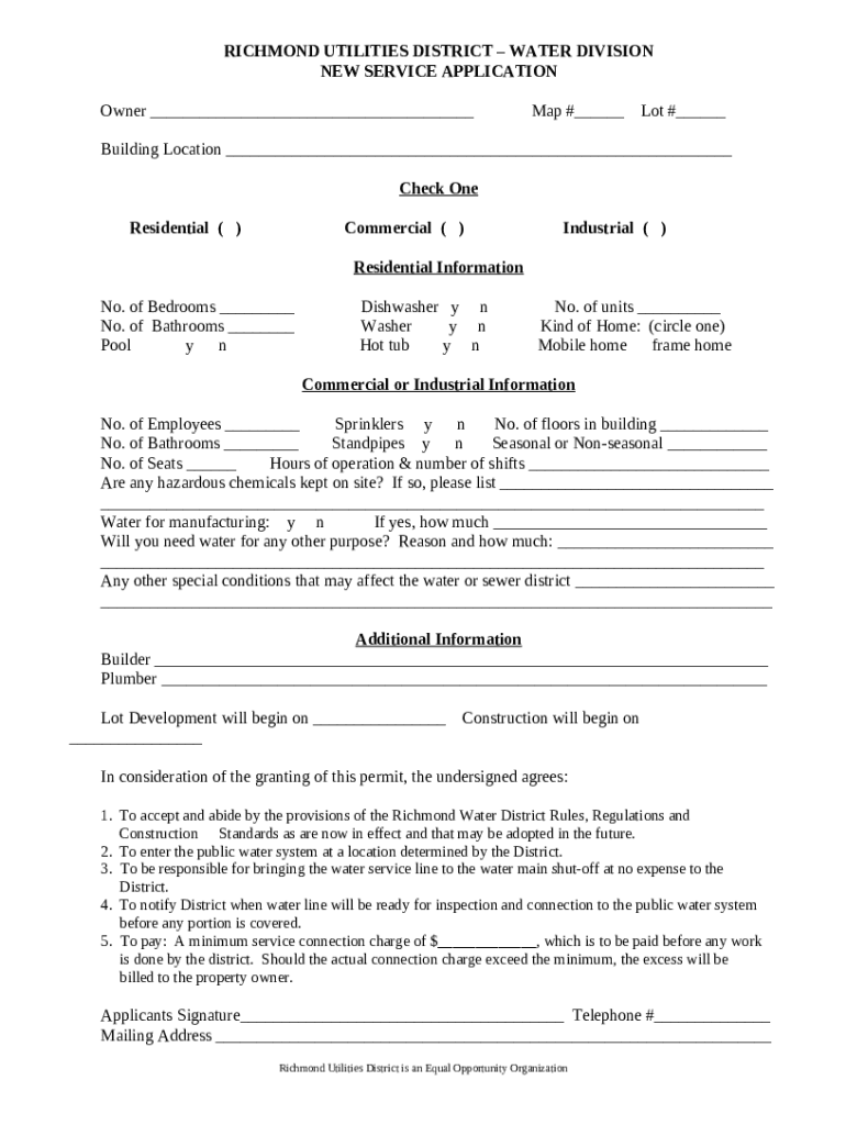 Water, Gas, Sanitary Sewer - Richmond Kentucky - s Doc Template | pdfFiller