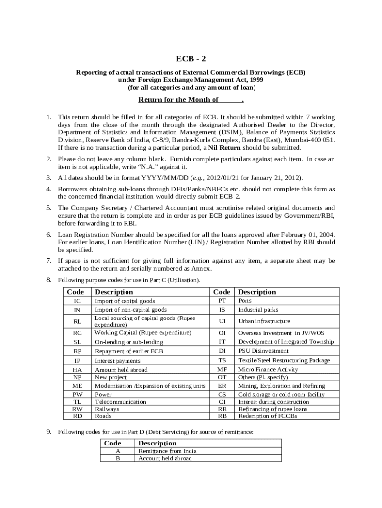 ECB 2 Reporting of actual transactions of External ... Doc Template ...