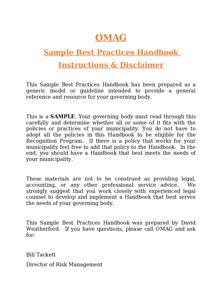 Best Practices Handbook Approved by City Council/ ... Doc Template ...