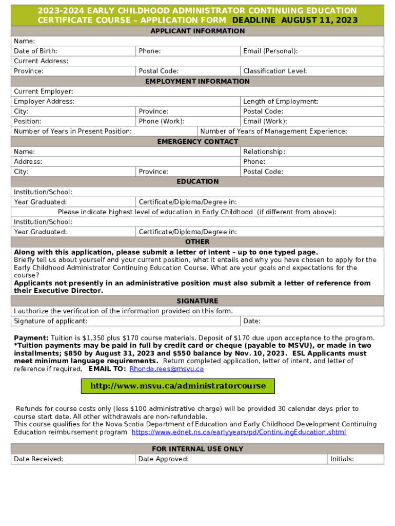 Application DEADLINE AUGUST 11, 2023 Doc Template | pdfFiller