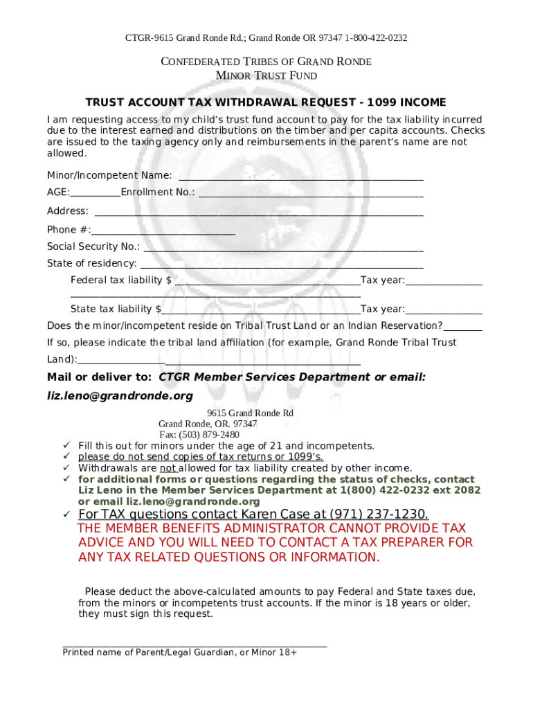Minors Trust Payment Request Instructions and ... Doc Template | pdfFiller