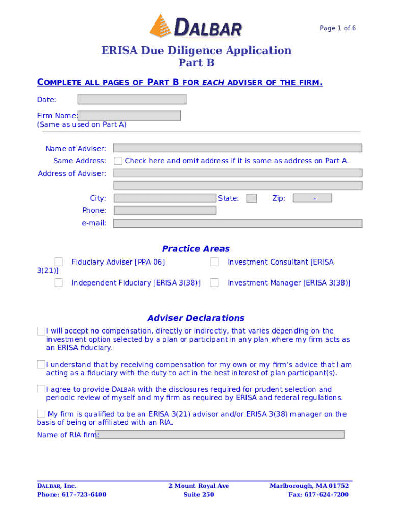 Complete all pages of Part B for each adviser of the firm. Doc Template | pdfFiller
