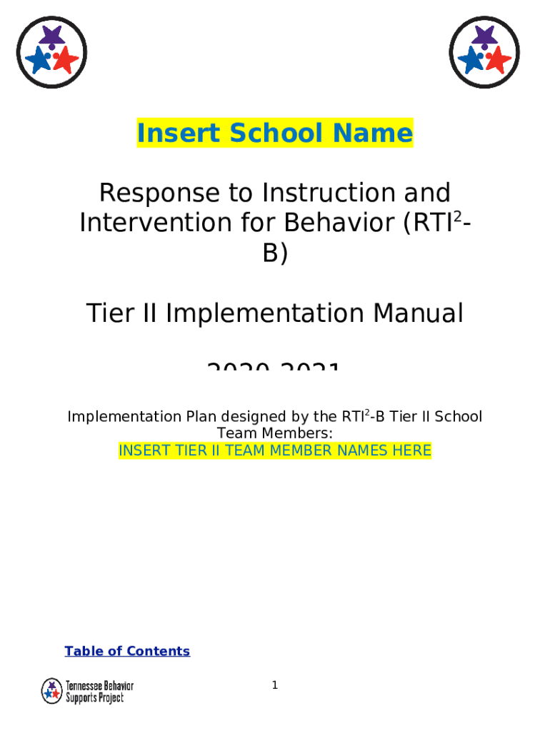 RTI2-B New District Team Member Handbook Doc Template | pdfFiller