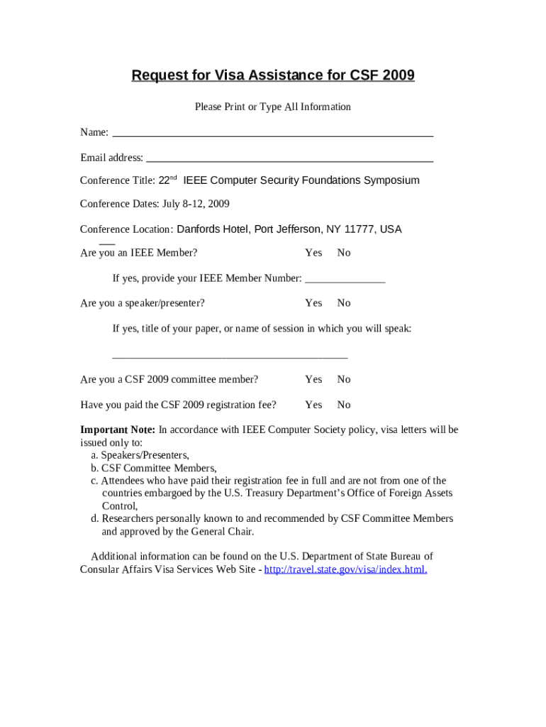 Visa Letter Request - Stony Brook Computer Science Doc Template | pdfFiller